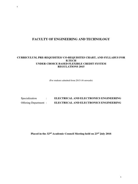 Btech Eee Syllabus Pdf Electric Power System Electronics