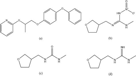 Chemical Structures Of Pyriproxyfen A Dinotefuran B Uf C And