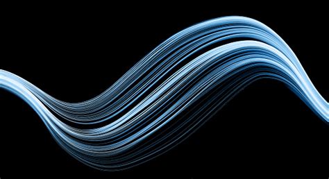 고립 된 검은 색 배경에 밝은 물결 모양의 종이 테이프의 매크로 사진 트렌디 한 파란색의 추상적 인 현대 배경 2020년에 대한 스톡 사진 및 기타 이미지 Istock