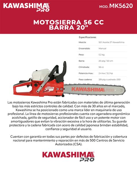 Motosierra 20 56cc Kawashima Pro Kawashima Sutisa