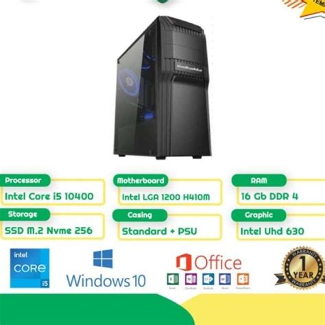 Promo Pc Cpu Komputer Rakitan Core I5 10400 Ram 16 Gb Ssd M 2 Nvme 256 Murah Diskon 23 Di