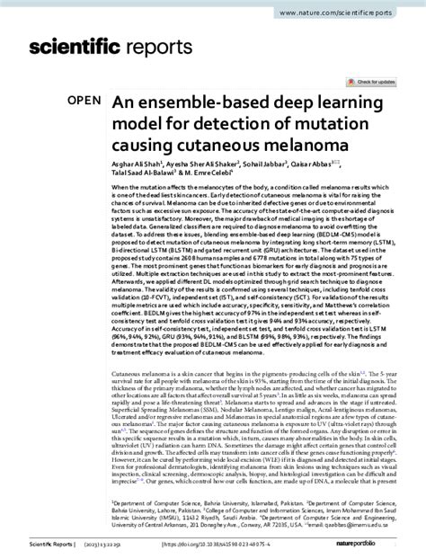 Pdf An Ensemble Based Deep Learning Model For Detection Of Mutation