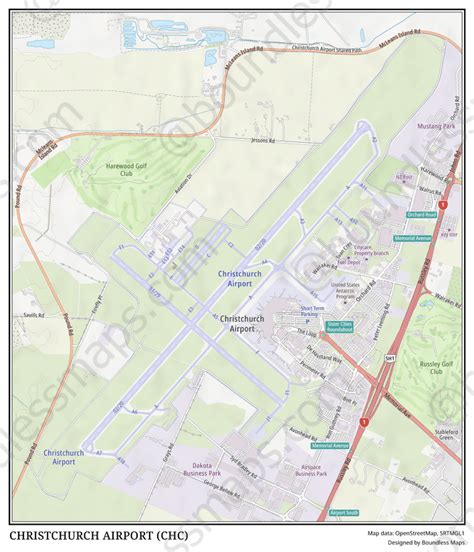 Christchurch Airport Chc Topo Atlas Vector Map Boundless Maps