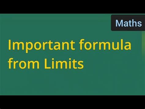 Important Formula From Limits Class 11 YouTube