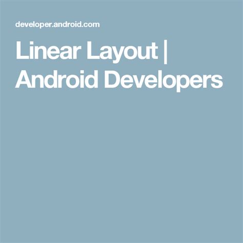 Linear Layout Android Developers
