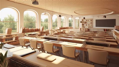 Premium Ai Image Modern Design Of The Classroom In The Style Of