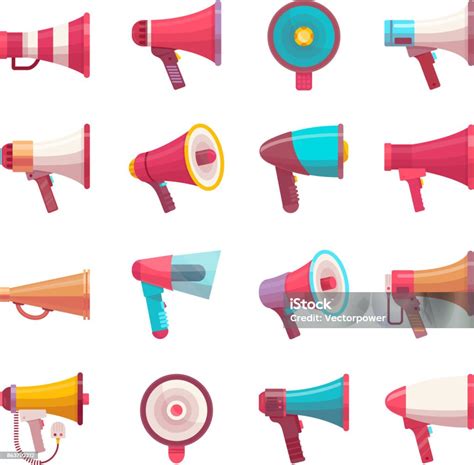 플랫 메가전화 음성 볼륨 스피커 제어 벡터 일러스트 레이 션을 말하기 휴대용 마이크에 대한 스톡 벡터 아트 및 기타 이미지 휴대용 마이크 음성 키 큰 Istock