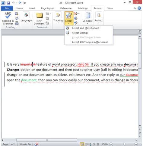 Turn Off Change Tracking In Document In Word 2010