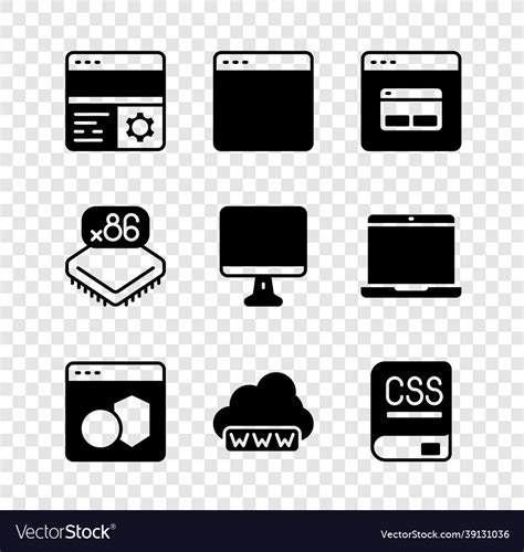 Set Debugging Browser Window Search Engine Vector Image