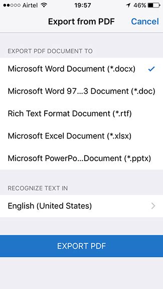 Using Adobe Export PDF