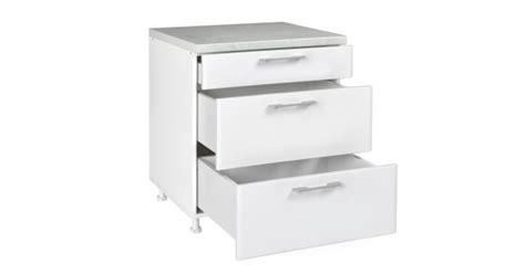 Кухненски шкаф долен с три чекмеджета In Mdf D80 3f бял гланц • Модулна кухня In Mdf бяла гланц