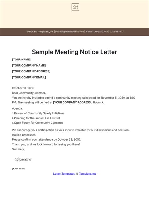 Meeting Notice Template