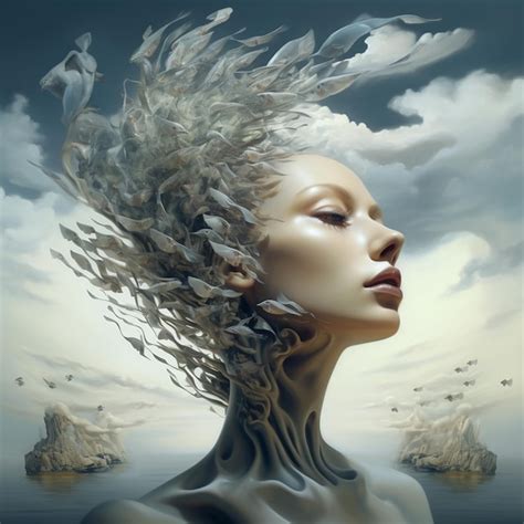 Premium Psd Women Surreal Portrait With Artificial Intelligence Generator