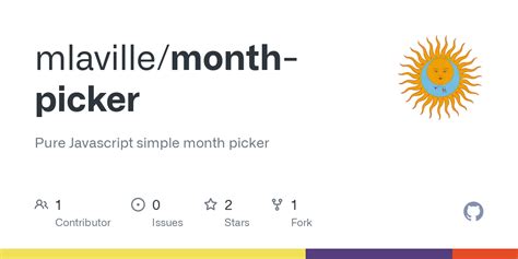 GitHub Mlaville Month Picker Pure Javascript Simple Month Picker