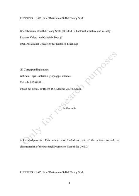Pdf Brief Retirement Self Efficacy 11 Scale Brse 11 Factorial