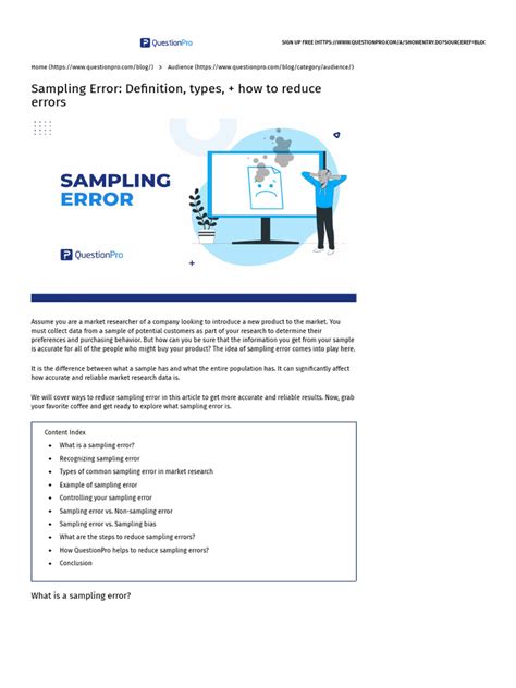 Sampling Error Definition Types How To Reduce Errors Pdf Sampling Statistics