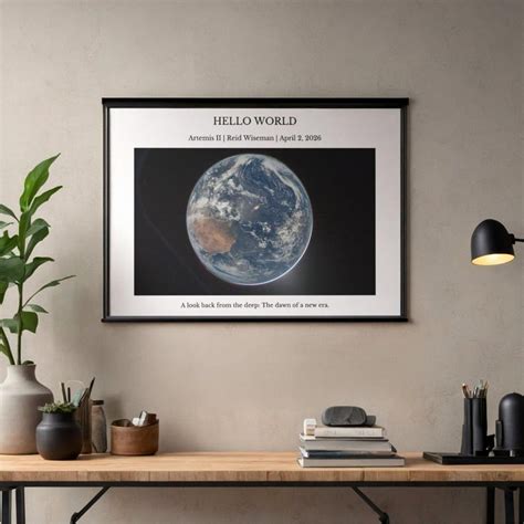 Artemis Ii Hello World Earth Blueprint Poster Digital Download Orion