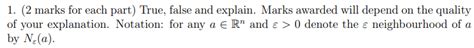 solved 1 2 marks for each part true false and explain