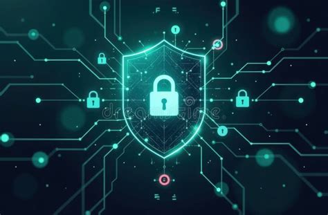 Digital Security Concept With Shield And Circuit Lines Stock Image