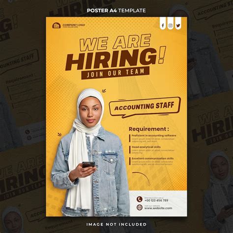 우리는 A4 포스터 또는 배너 템플릿을 고용하고 있습니다 프리미엄 Psd 파일