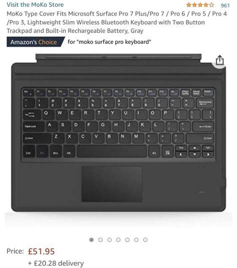 Moko Type Cover Fits Microsoft Surface Pro 7 Plus Pro 7 Pro 6 Pro 5 Pro 4 Pro 3