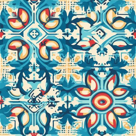 Premium Ai Image A Close Up Of A Colorful Tile With A Pattern Of Flowers Generative Ai