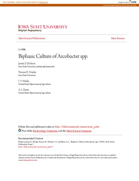 Pdf Biphasic Culture Of Arcobacter Spp