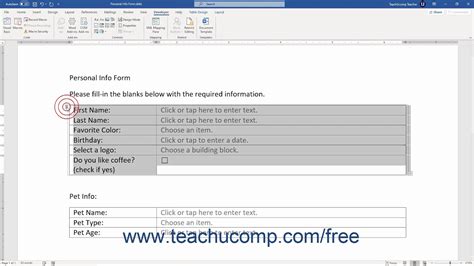 Word 2019 And 365 Tutorial Repeating Section Content Control Microsoft Training Youtube