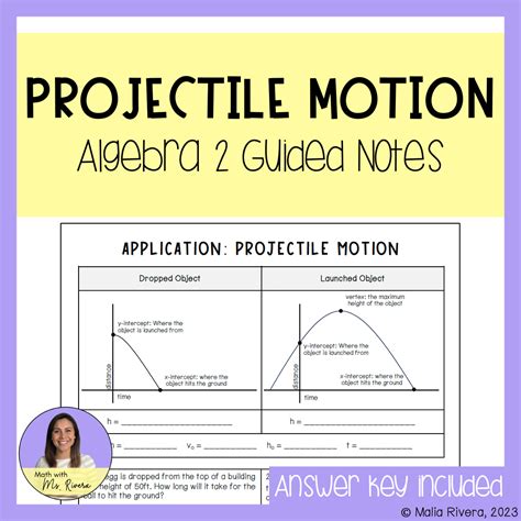 Projectile Motion Guided Notes For Algebra 2 Made By Teachers