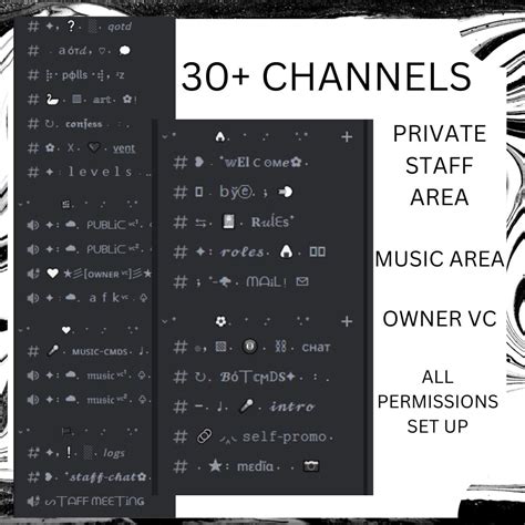 Alternative Font Discord Server Template Cute BLACK WHITE Discord Server For Streaming
