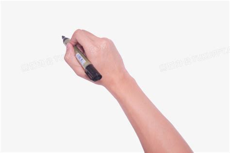 人手拿笔写字PNG图片素材下载 人手PNG 熊猫办公