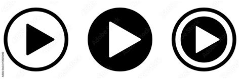 Play Button Icon Set Start Buttons Sumbol Player Button Flat Style