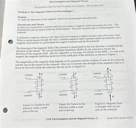 Problem 1 The Magnetic Field Of An Electromagnet Chegg Com
