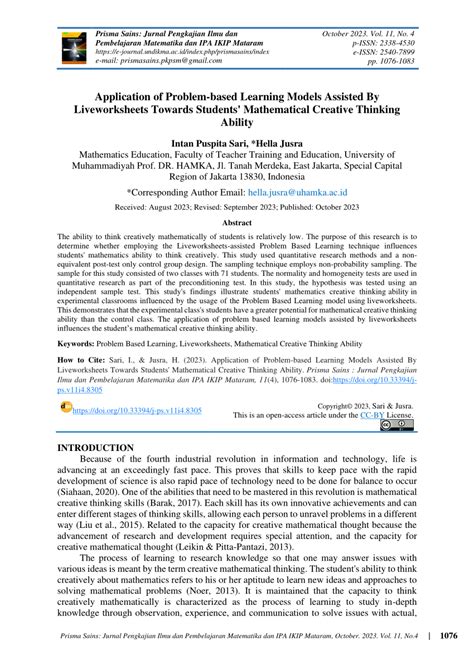 Pdf Application Of Problem Based Learning Models Assisted By