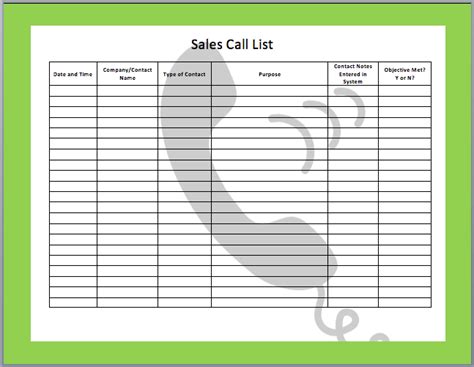 Sales Call Checklist Templates Printable Word Searches