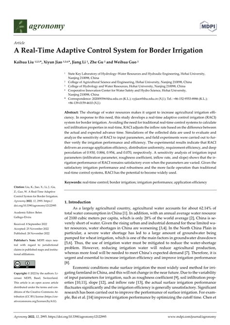 Pdf A Real Time Adaptive Control System For Border Irrigation