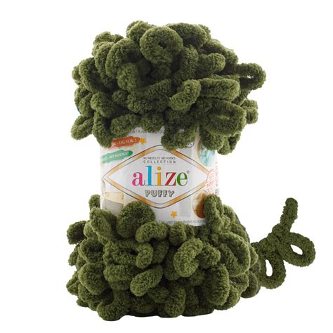 Купити Пряжа Alize Puffy Алізе Пуффі мілітарі зелений 620 3975 в інтернет магазині Aries