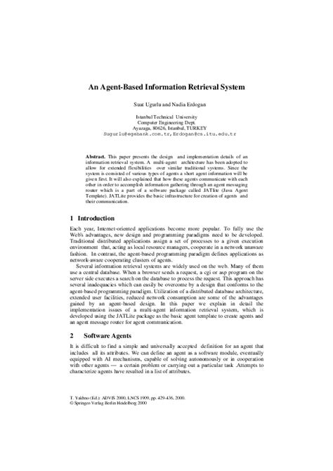 Pdf An Agent Based Information Retrieval System Suat UĞurlu