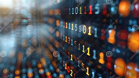 Background With Streaming Binary Code Digital Binary Data And A Matrix