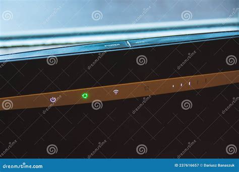 Home Internet Wifi Router And Backlit Indicators Stock Image Image Of Wifi Power