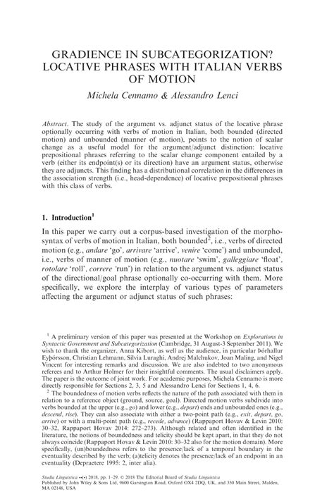 Pdf Gradience In Subcategorization Locative Phrases With Italian