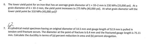Solved The Lower Yield Point For An Iron That Has An Average