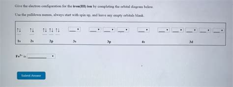 solved give the electron configuration for the iron ion by