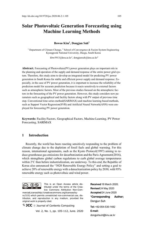 Pdf Solar Photovoltaic Generation Forecasting Using Machine Learning