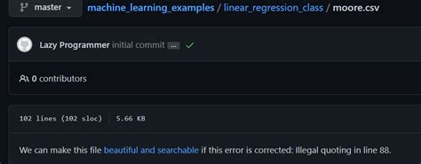 Cvs File Errormismatch · Issue 82 · Lazyprogrammermachinelearning