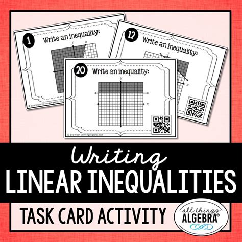 Writing Linear Inequalities Task Cards All Things Algebra®
