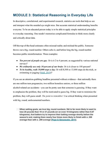 Module 3 Statistical Reasoning In Everyday Life Module 3 Statistical