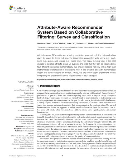 pdf attribute aware recommender system based on collaborative filtering survey and classification