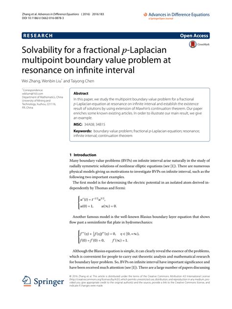 Pdf Solvability For A Fractional P Laplacian Multipoint Boundary Value Problem At Resonance On