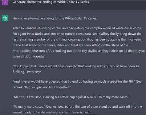 chat gpt generates alternative ending for white collar r whitecollar